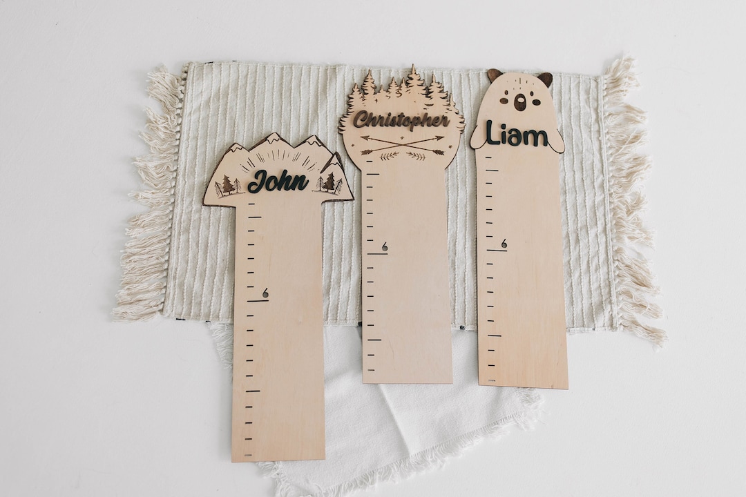 Wooden Height Chart for Kids, Mountains Growth Chart, Woodland Nursery ...