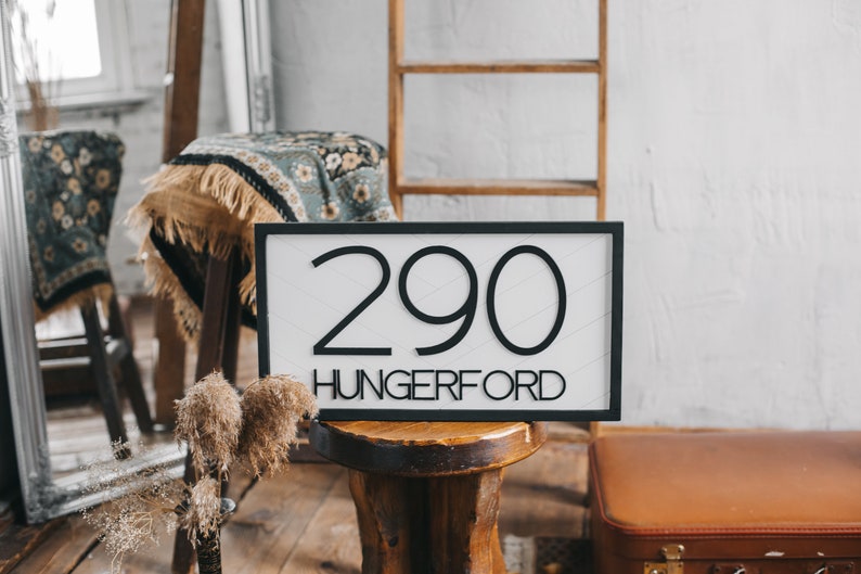 Framed House Numbers Sign Horizontal Number Vertical Square - Etsy