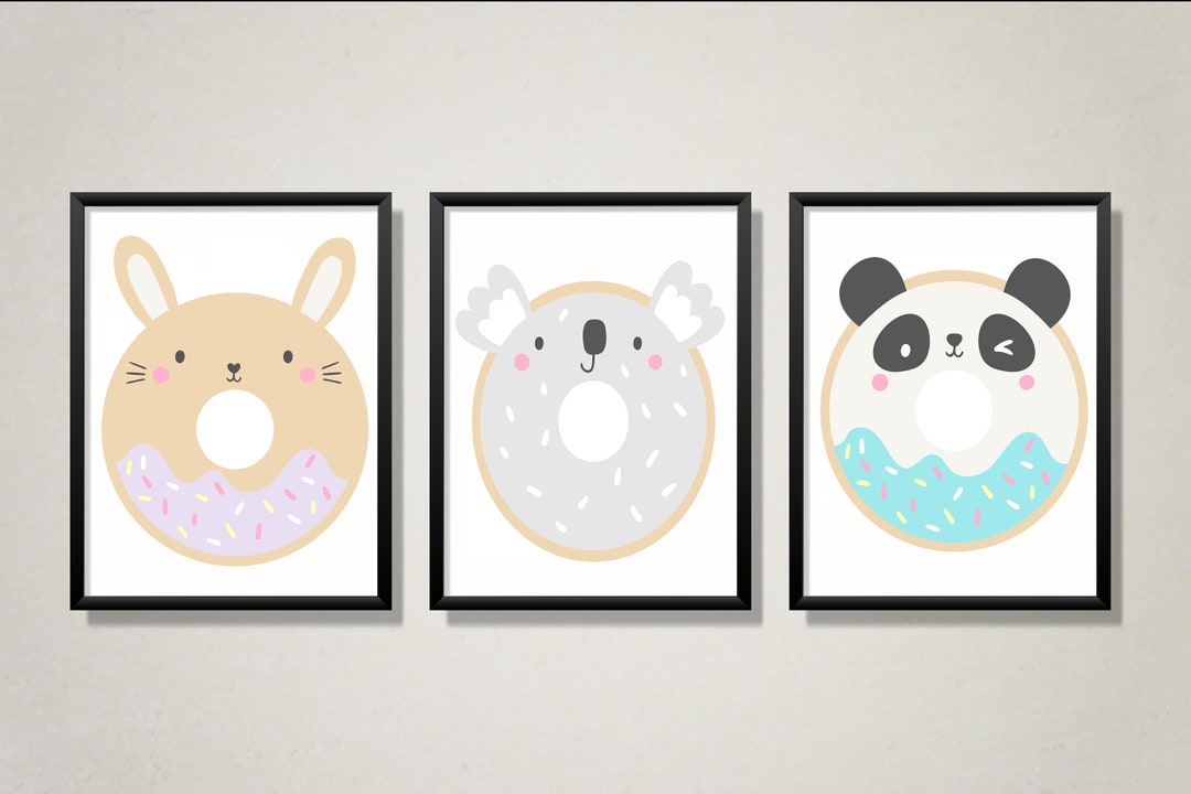 Cute Doughnut Animal Print- Bunny, Koala, Panda, Unicorn, Bear & Cat ...