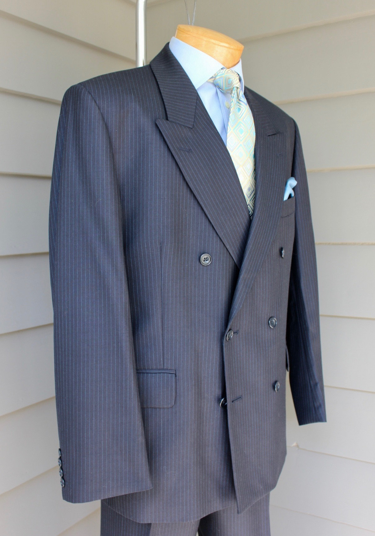 Newer Vintage alexandre / Savile Row Men's Double Breasted Suit. Navy W ...
