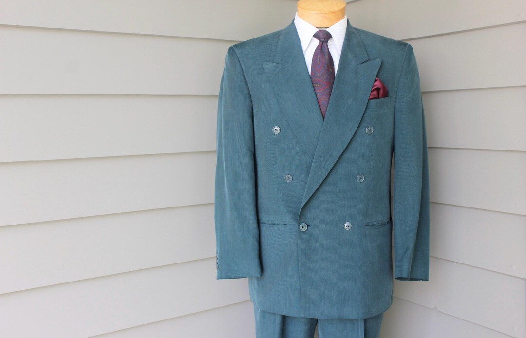 Vintage 90's -bagir Int.- Men's Double Breasted, 2 Piece Suit. Green ...