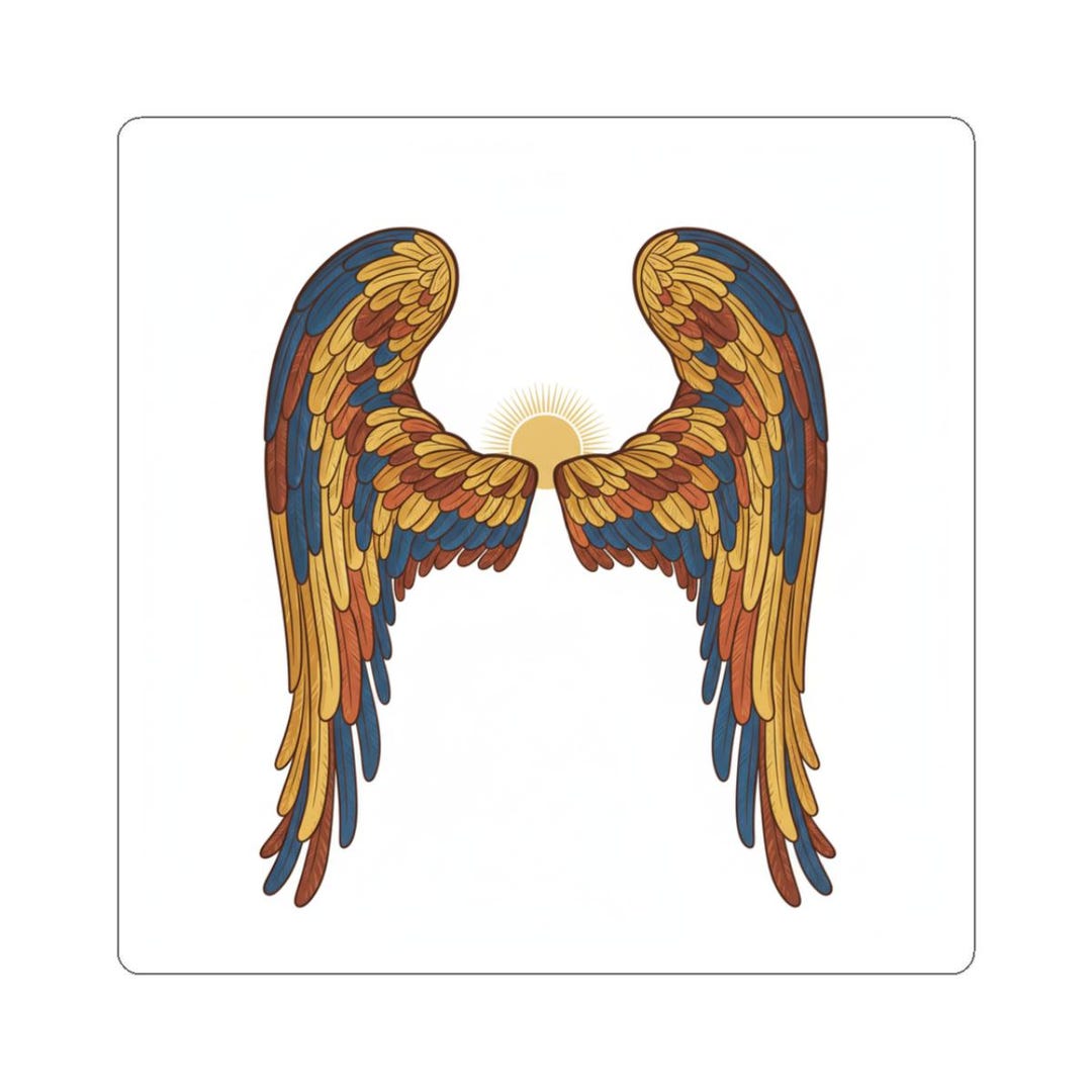 Gold and Teal Angel Wings Sticker | Kiss-cut Sticker - Etsy