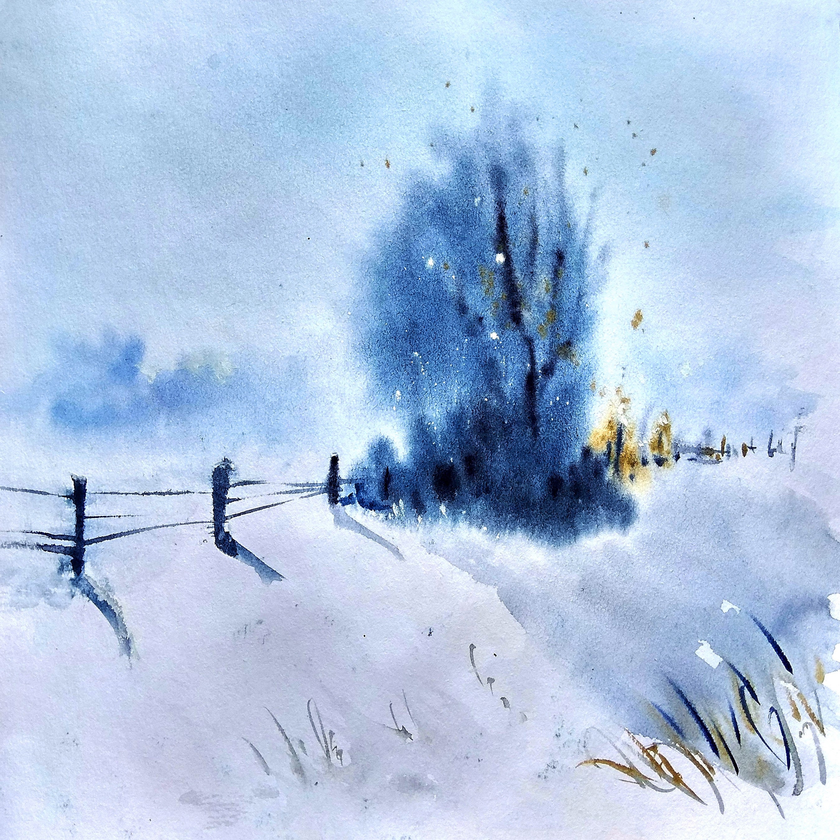 Abstract winter wall art Winter scene landscape Winter | Etsy