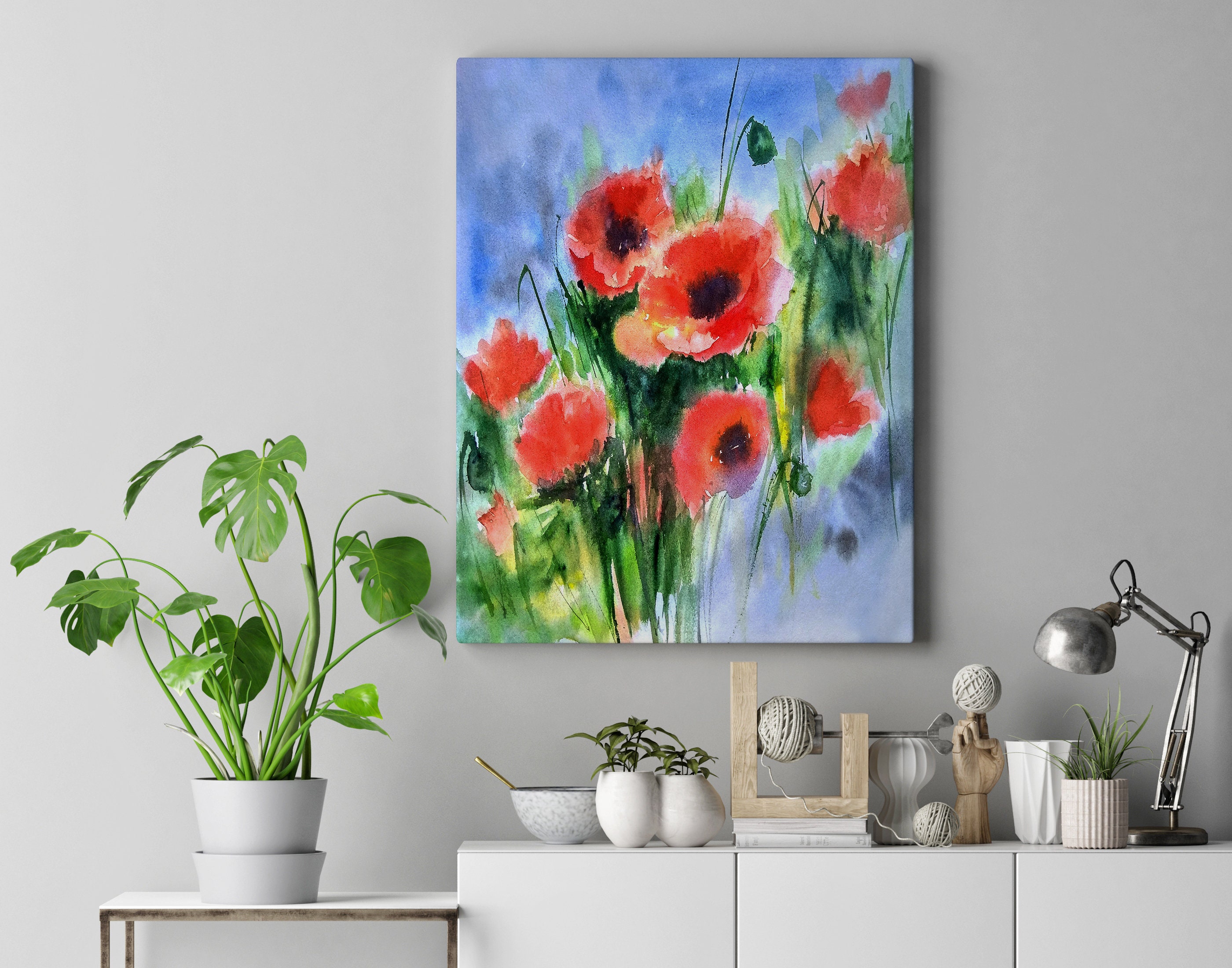Poppy Print Digital Download Prints Floral Wall Art Loose | Etsy