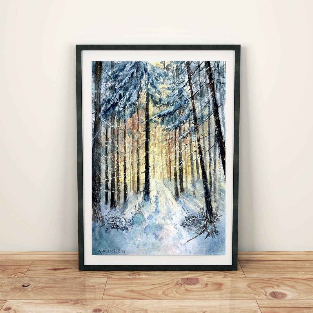 Winter Forest Wall Art Prints Digital Download Wood Print Winter Forest ...