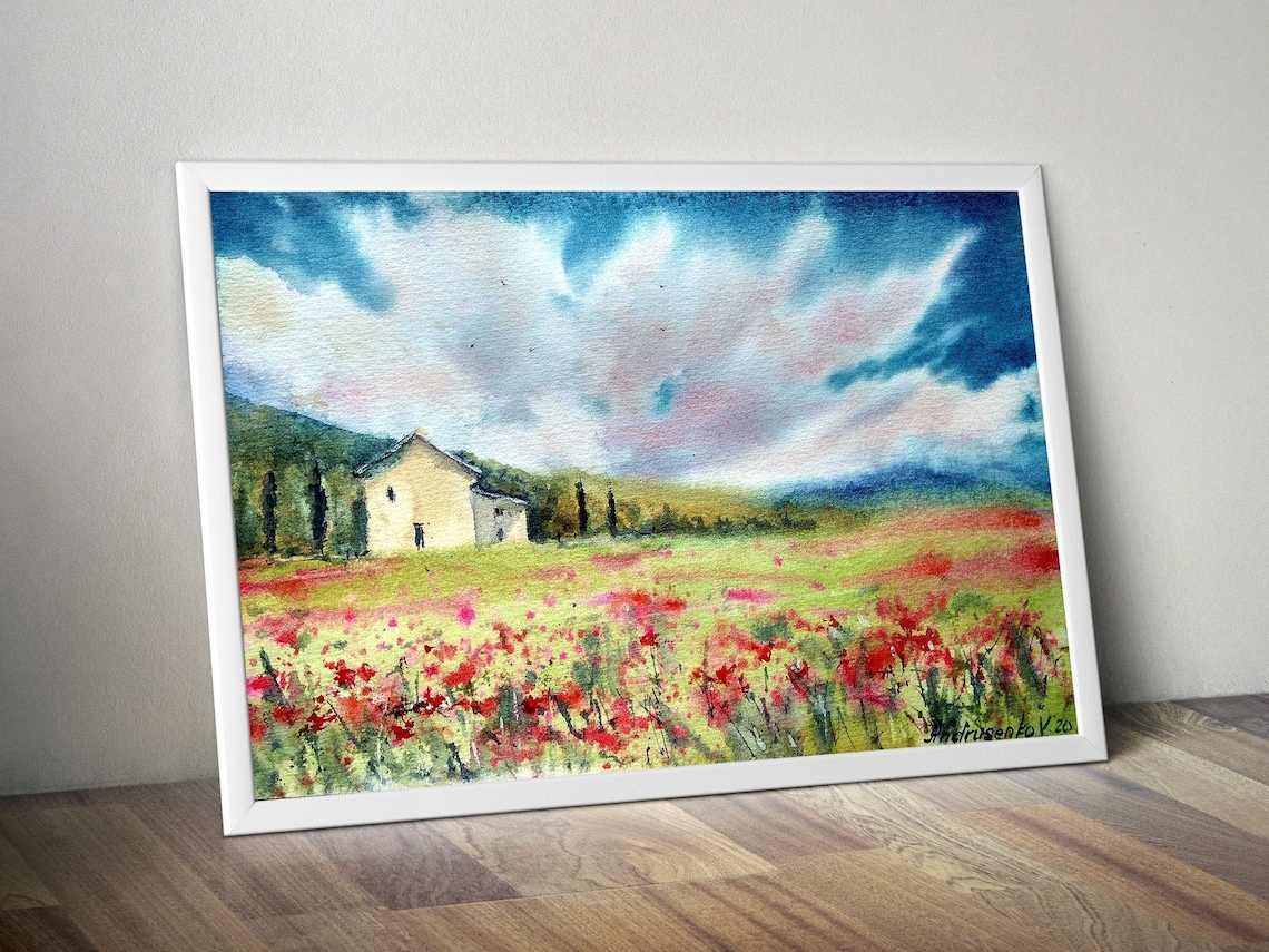 Poppy Art Print Digital Download Art Poppy Field Digital Print | Etsy