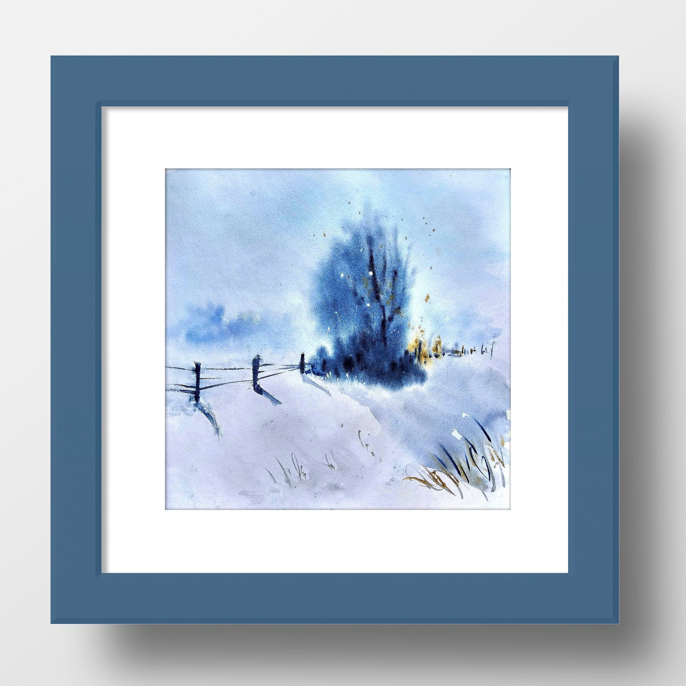 Abstract winter wall art Winter scene landscape Winter | Etsy