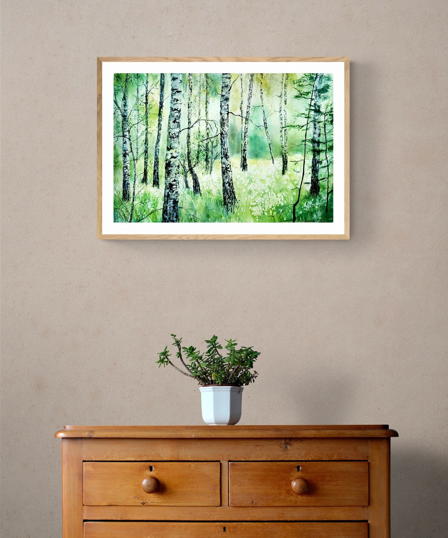 Birch Print Digital Download Birch Wall Art Downloadable Art Watercolor ...