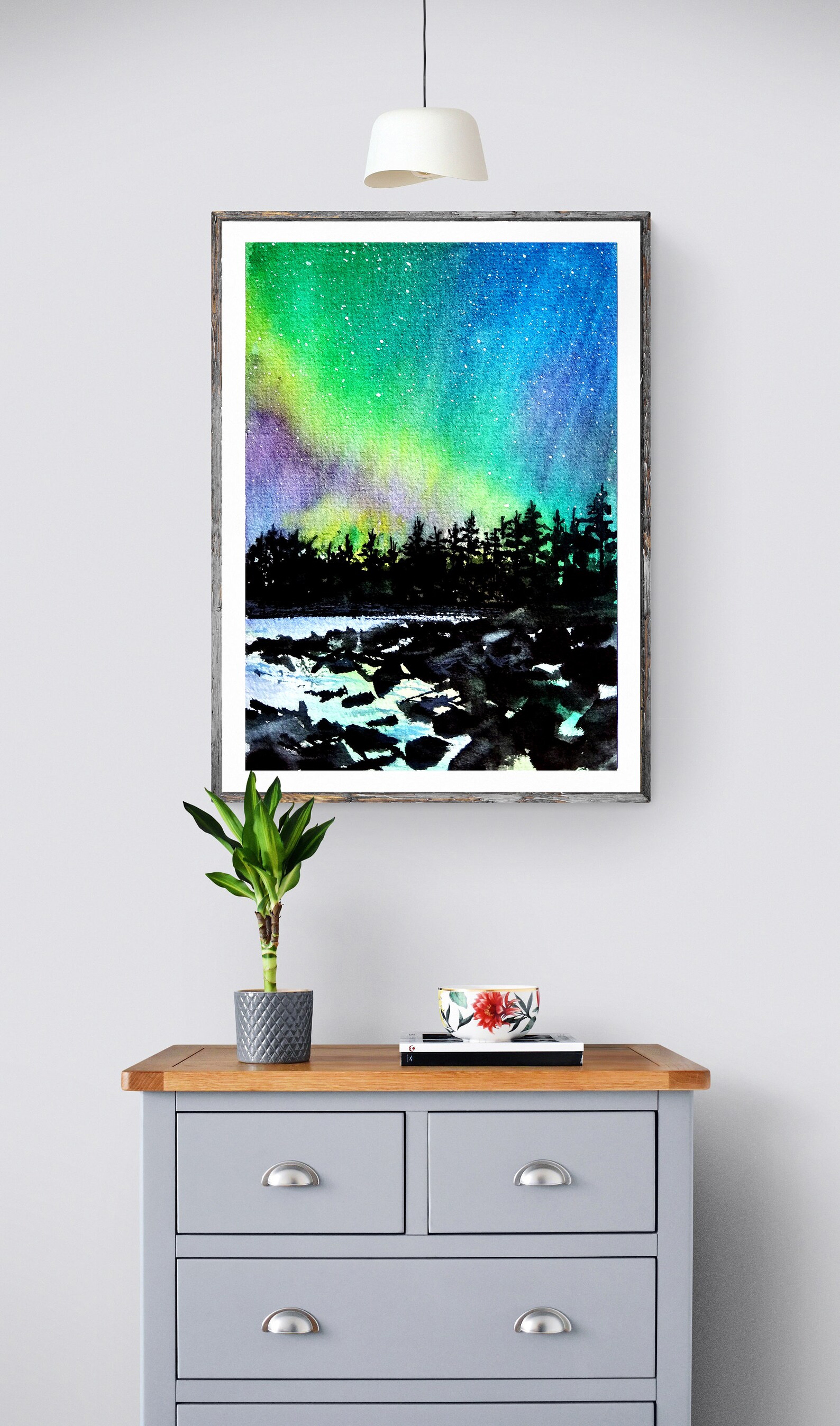 Northern Lights Art Print Digital Download Aurora Printable Art Aurora ...