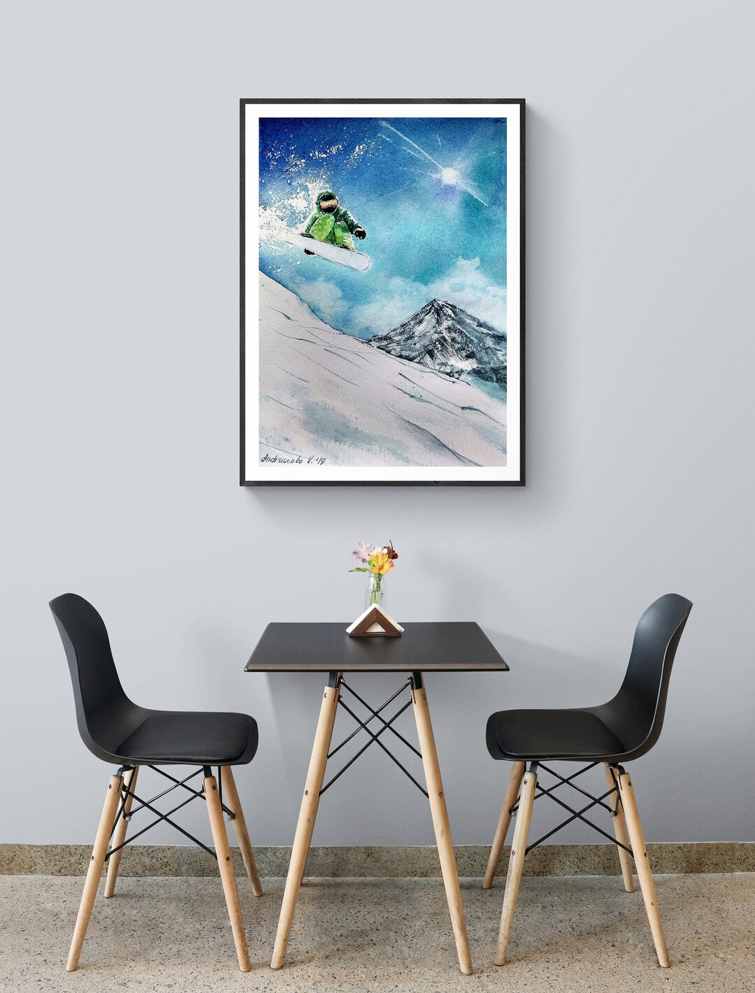 Snowboarding Art Print Digital Download Winter Sports Wall Art ...