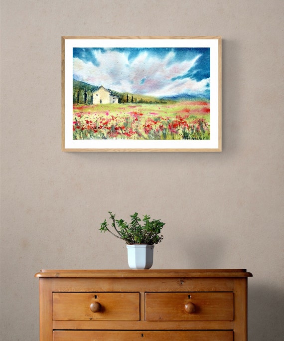 Poppy Art Print Digital Download Art Poppy Field Digital Print | Etsy