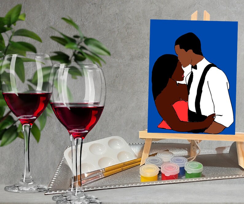 Sip & Paint Date Night Kit for 2: Couples Painting, Anniversary, Valentine's Day, Wedding, Date ...