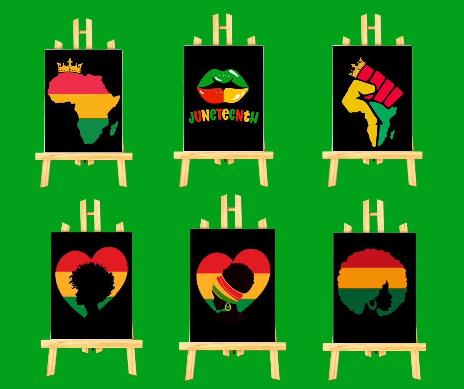 Juneteenth Sip and Paint, Pre-drawn Paint Canvas Outline, Paint Party ...