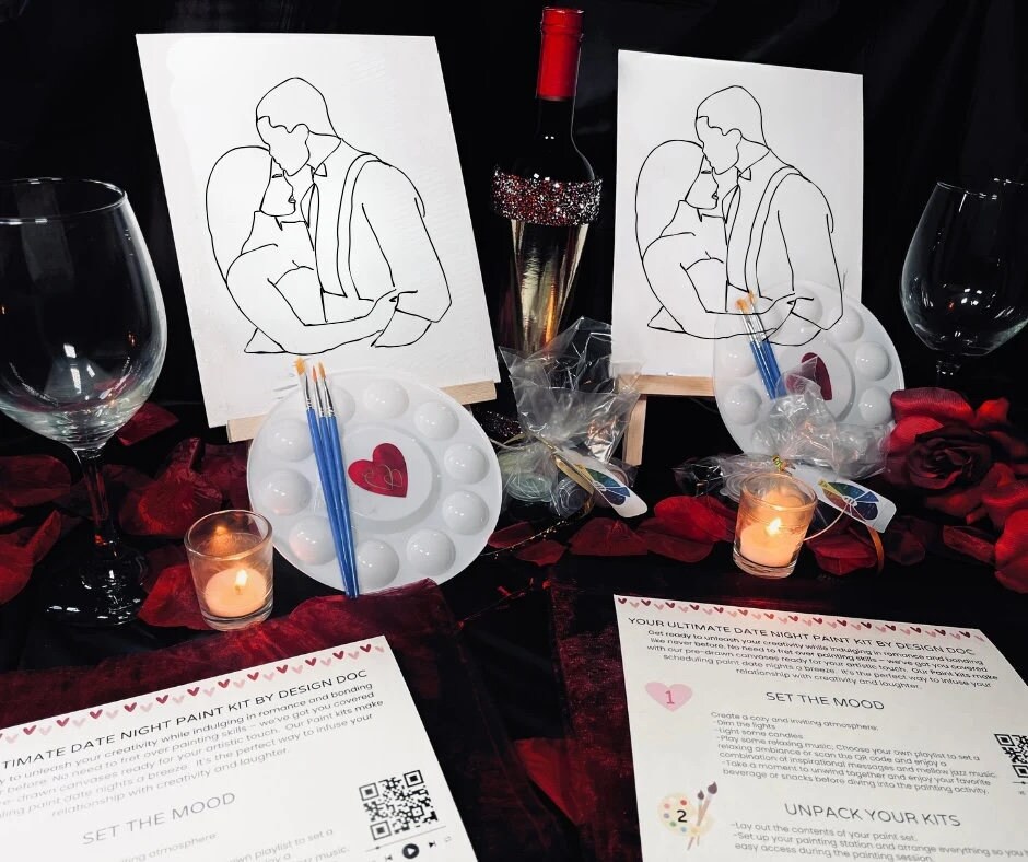 At-home Couples Paint and Sip, DIY Couples Paint Night Sip and Paint ...