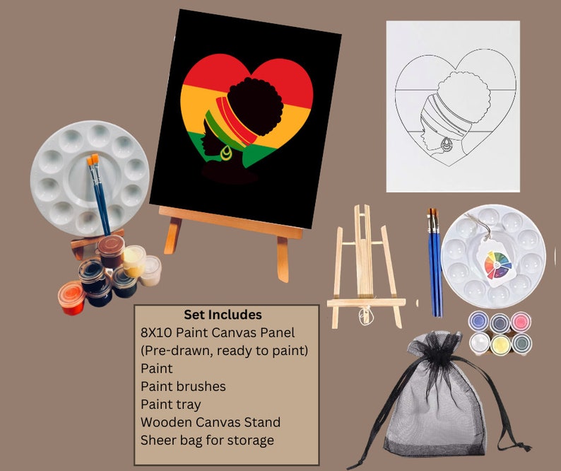Juneteenth Sip and Paint, Pre-drawn Paint Canvas Outline, Paint Party ...