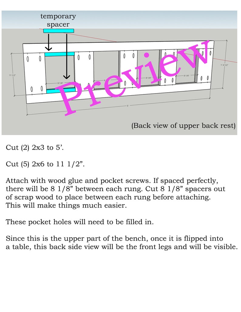 Bench/table Plans - Etsy