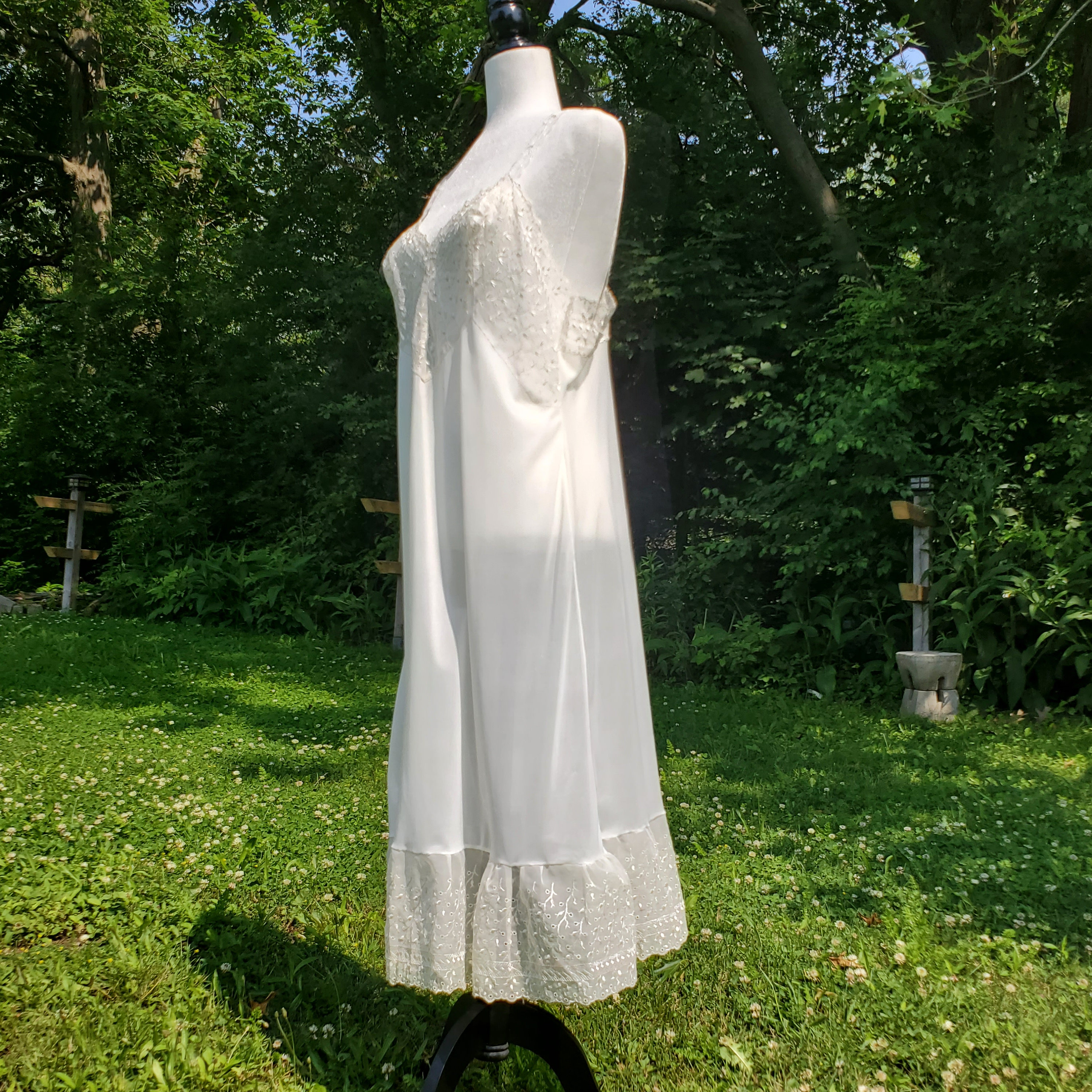Vintage Dore Lingerie Negligee Full Slip Dress Sheer Lace M L Nightgown Ivory - Etsy