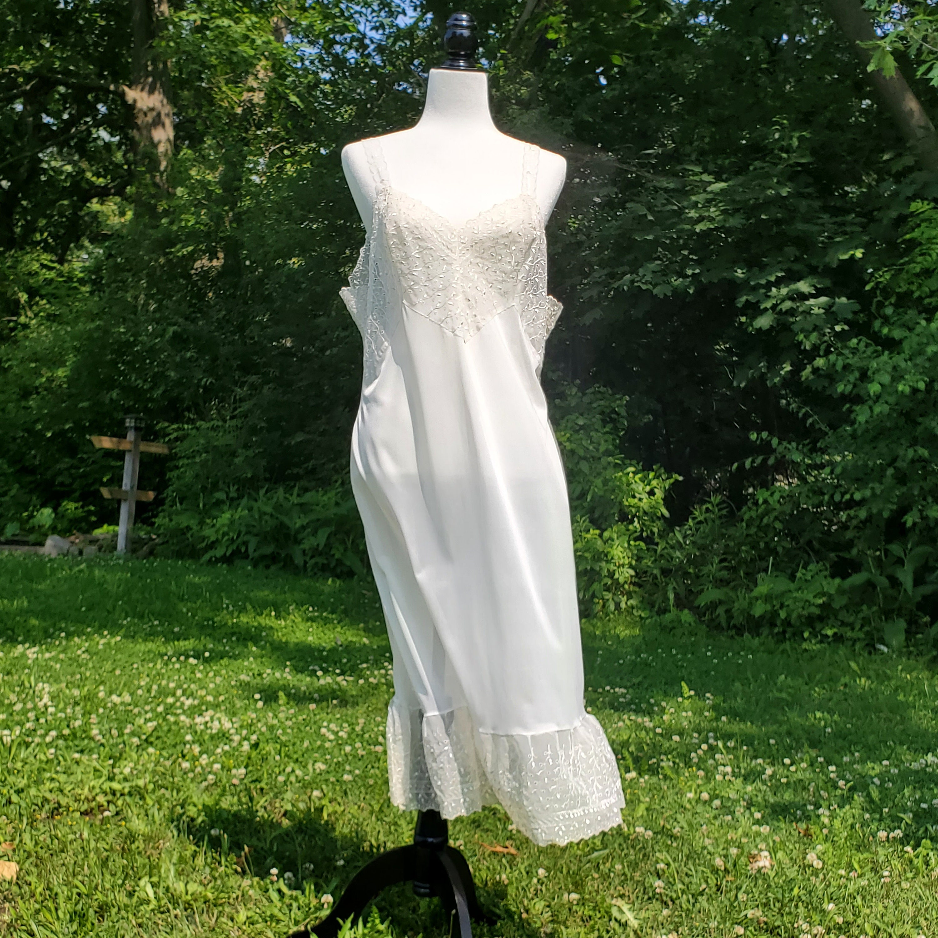 Vintage Dore Lingerie Negligee Full Slip Dress Sheer Lace M L Nightgown Ivory - Etsy