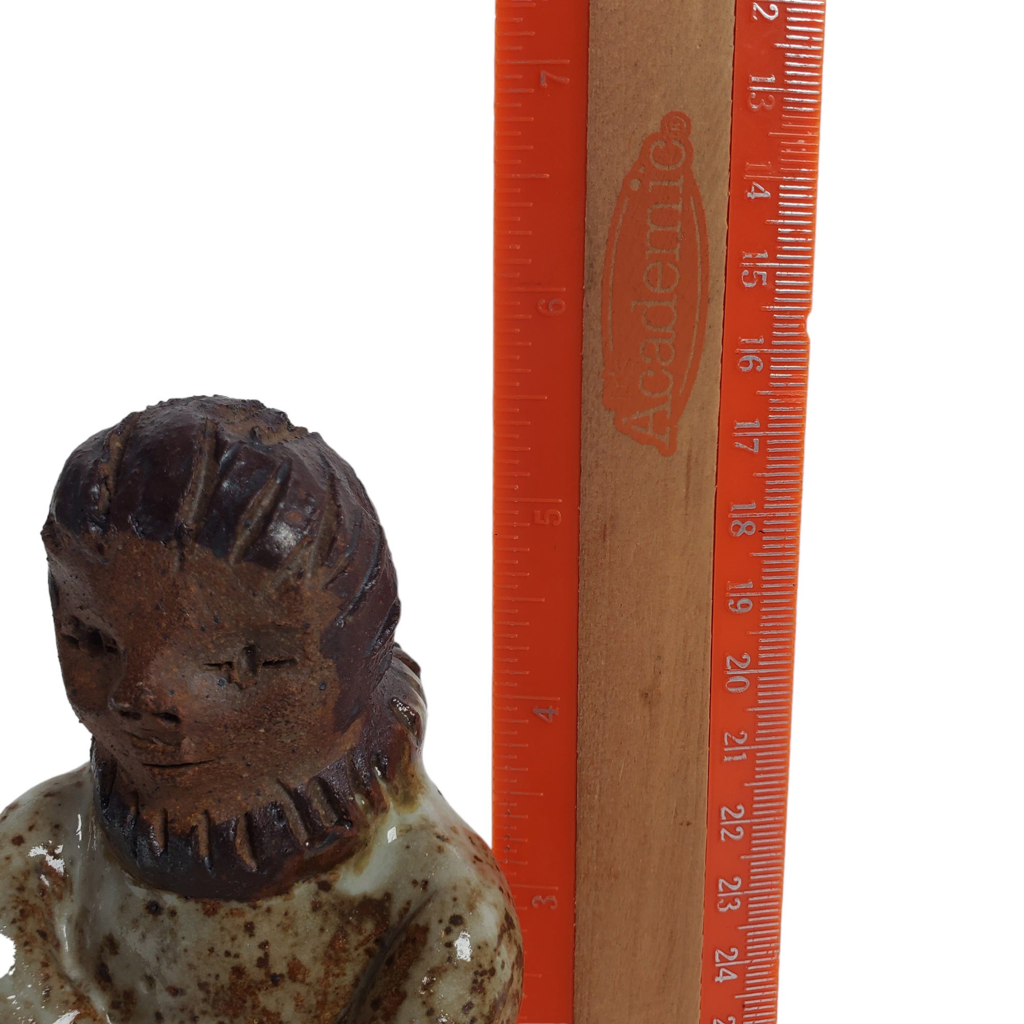 Inuit Child Primitive Art Pottery Stoneware Guy De Pelteau Sculpture ...