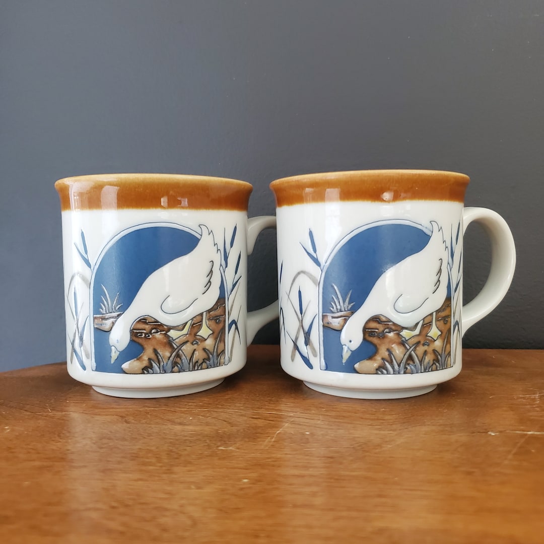 2 Otagiri Duck Goose Geese Mugs Vintage Stoneware Cups Coffee Tea Farm ...