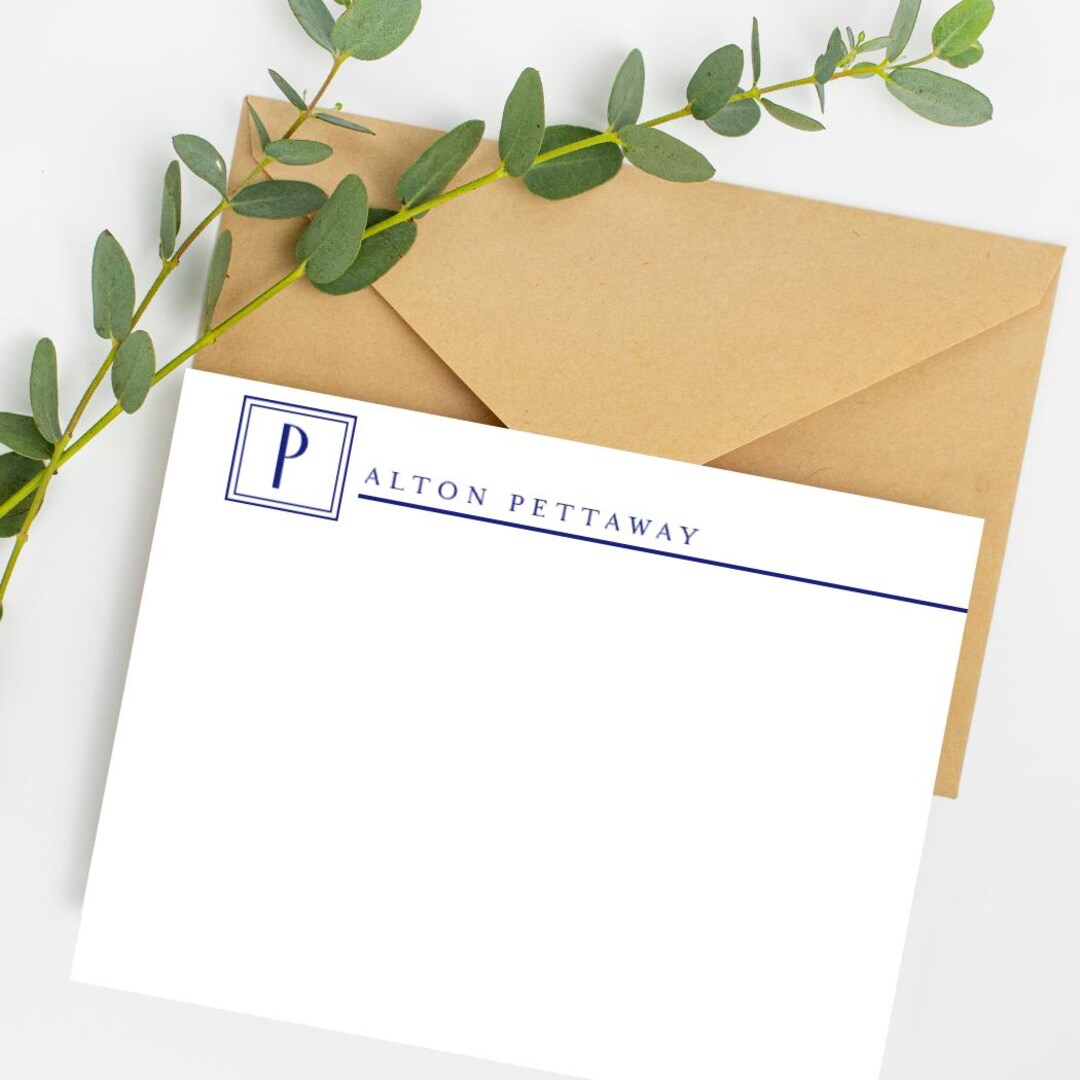 Personalized Monogram Stationery Set of Men's Monogram Notecards ...