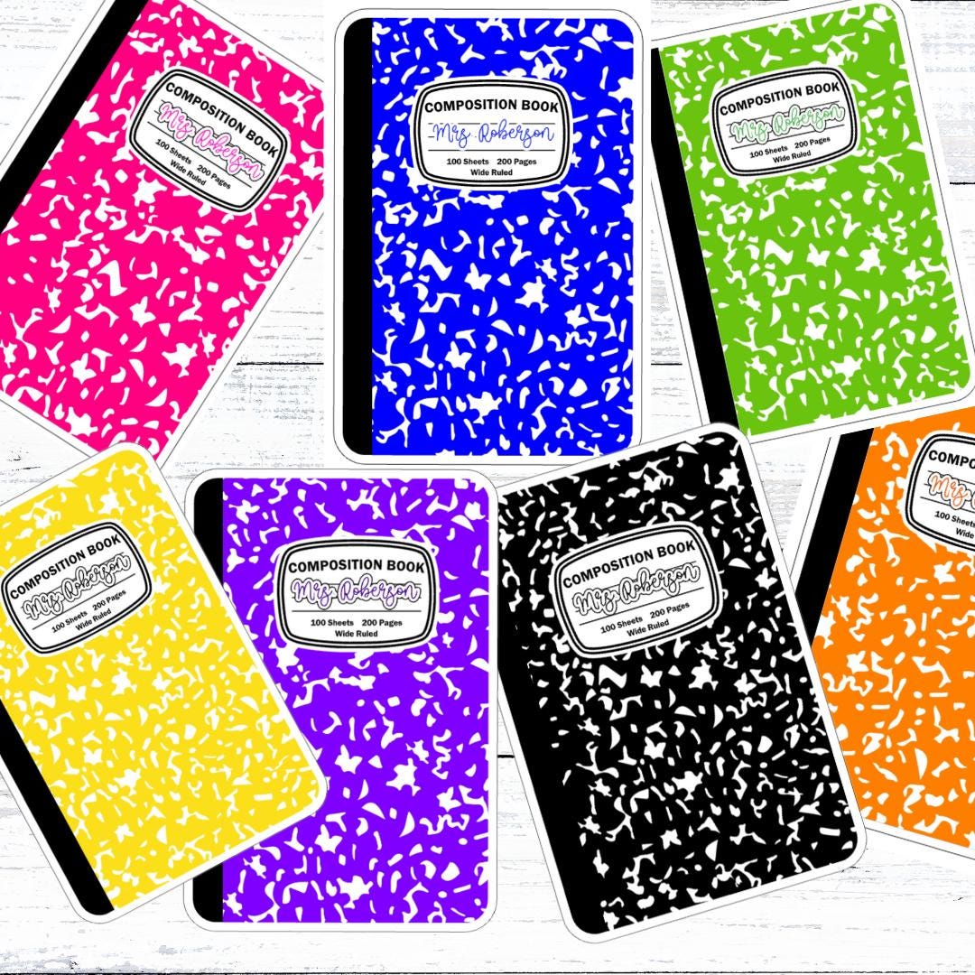 Personalized Composition Notebook Sticker Retro School Sticker for ...
