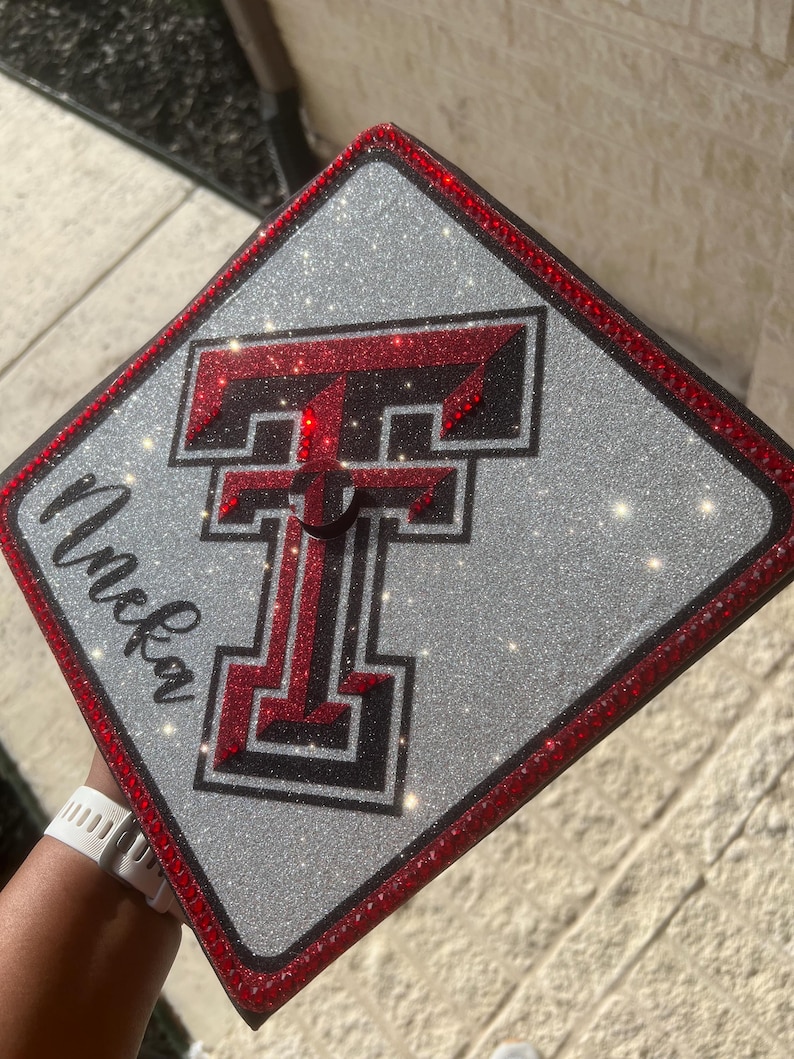 Custom Grad Cap Topper Glitter Rhinestone Graduation Hat HBCU Grad Cap ...