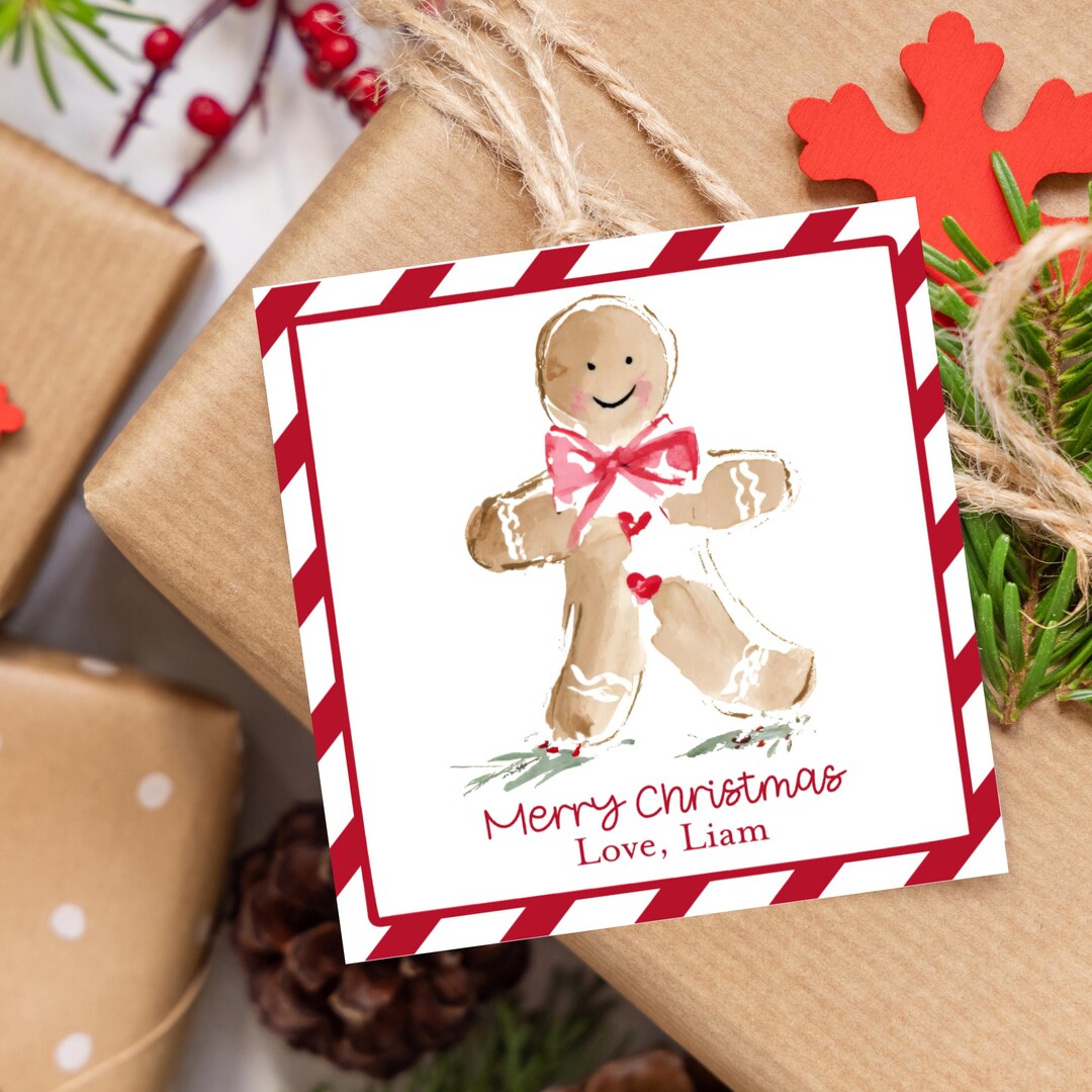 Gingerbread Man Christmas Kids Gift Tags for Party Treat Bags ...