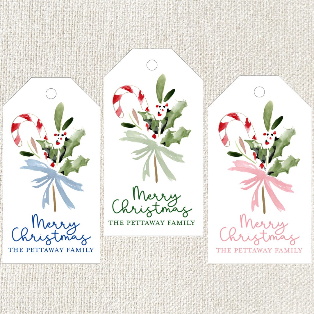 Christmas Candy Cane Gift Tags Personalized Christmas Candy Cane Family ...
