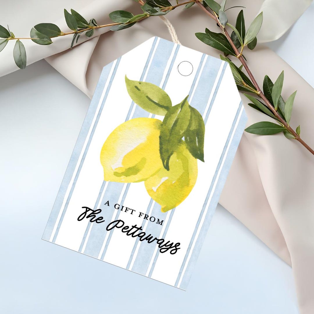 Custom Gift Tags Custom Name Tag Family Gift Tags Lemon Party Favor ...