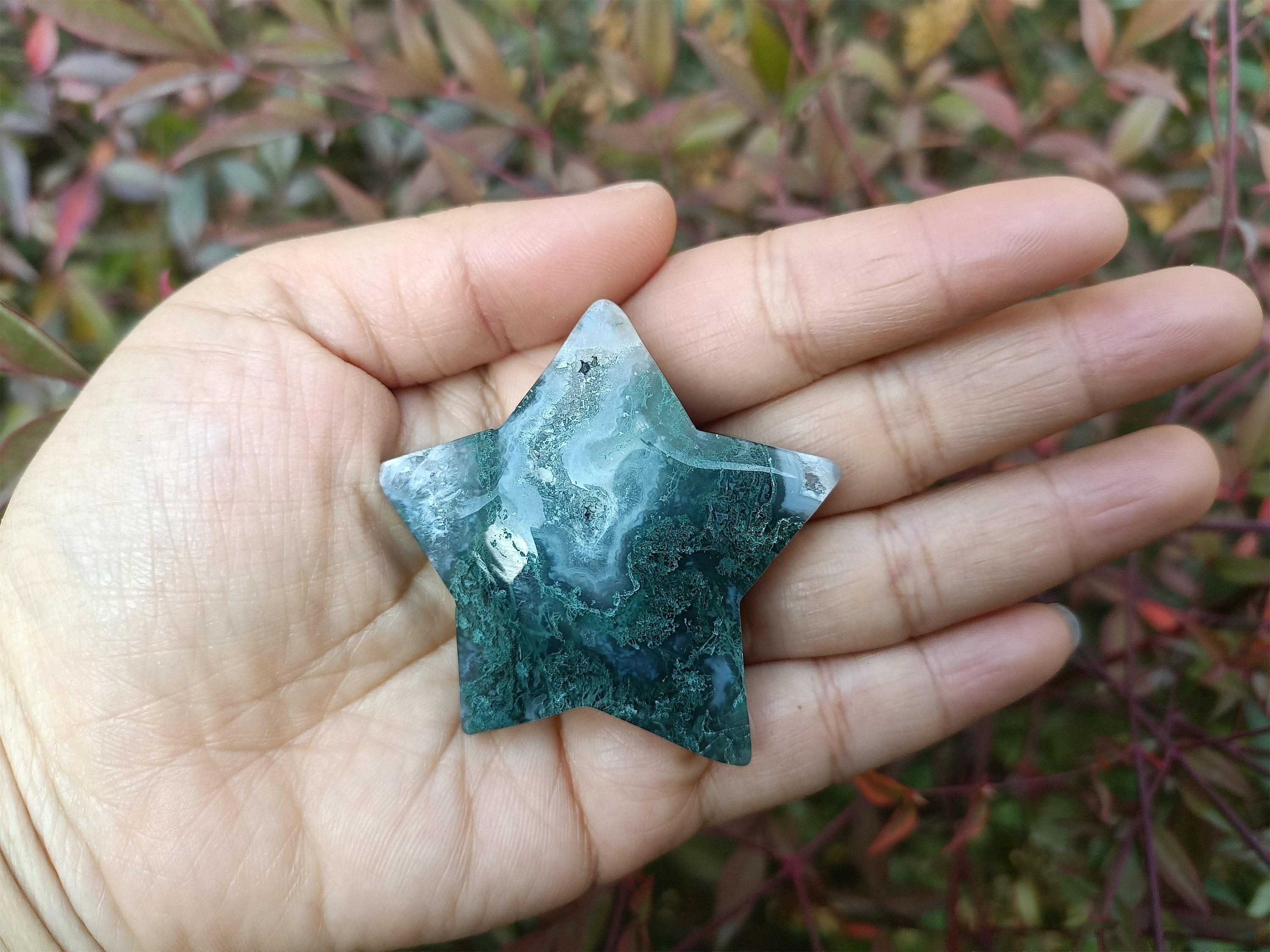 Large Moss Agate Star 40-50mm - Etsy