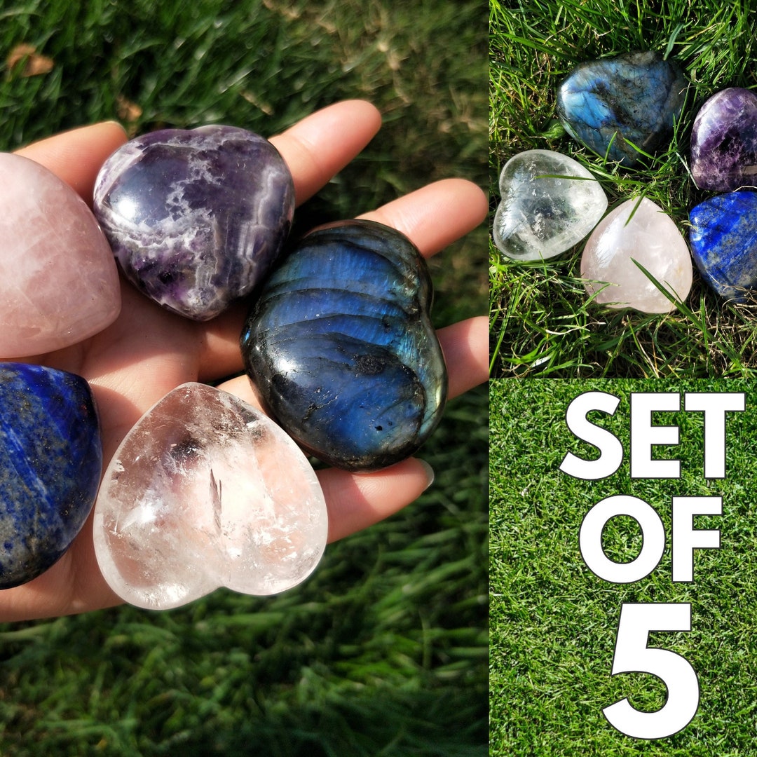 Large Heart Stone Set of 5 - Etsy