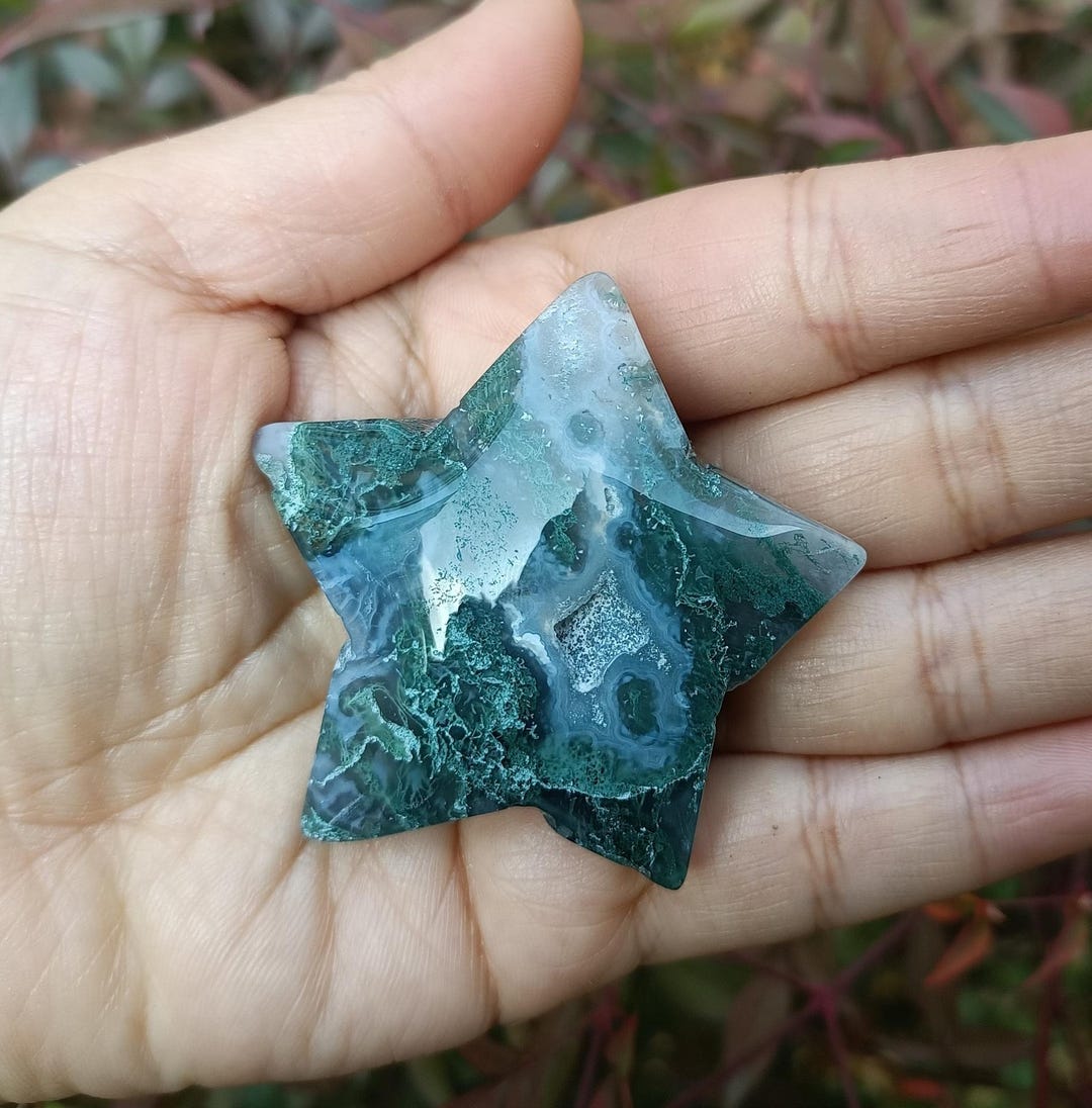 Large Moss Agate Star 40-50mm - Etsy