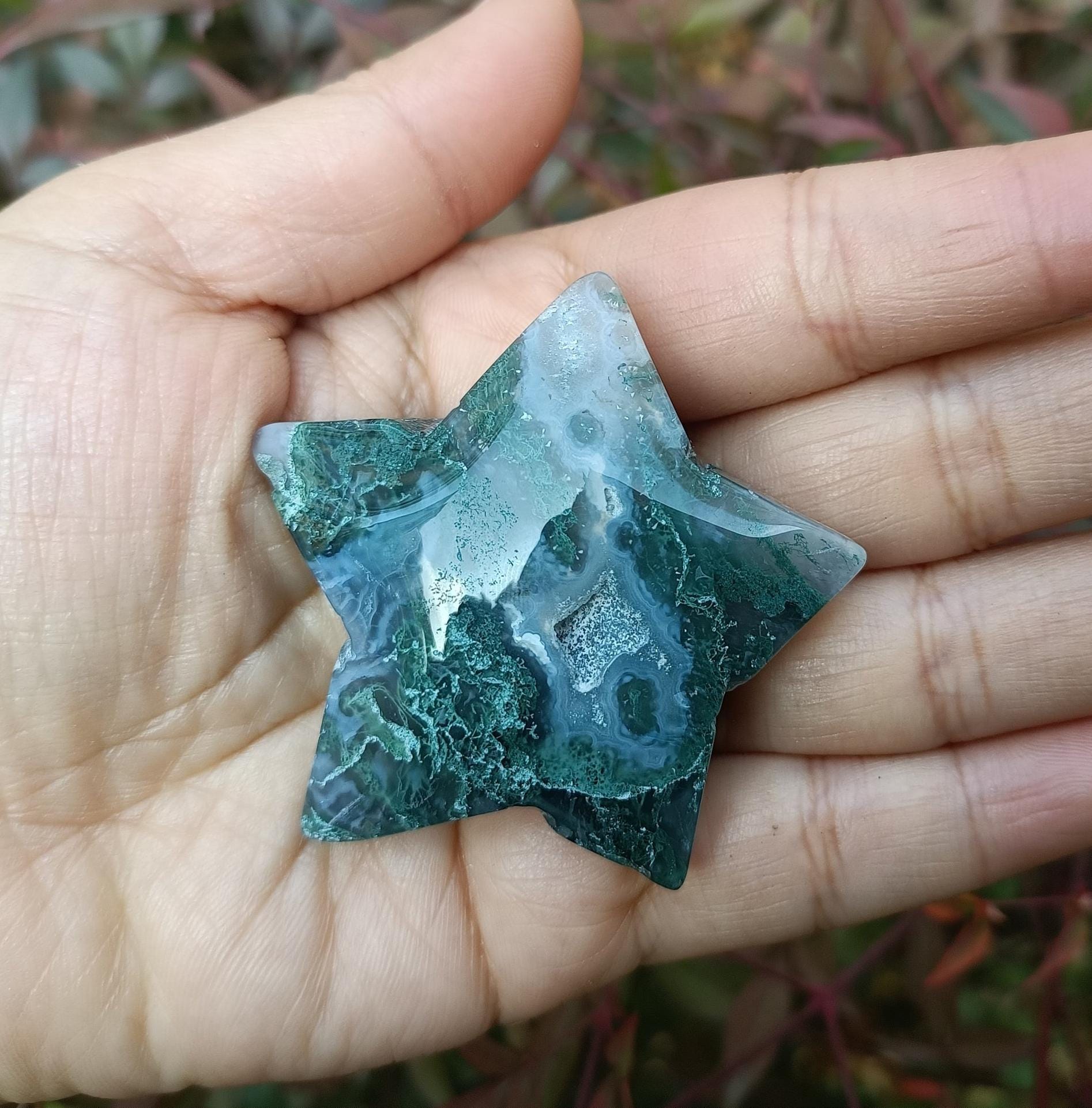 Large Moss Agate Star 40-50mm - Etsy