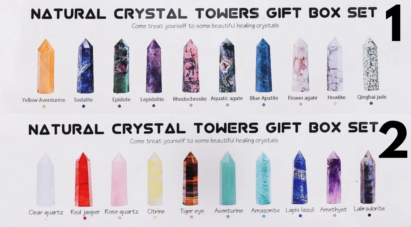 Crystal Tower Set of 10 in a Gift Box: Choose Your Natural Crystal ...