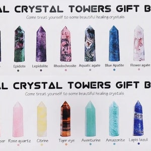 Crystal Tower Set of 10 in a Gift Box: Choose Your Natural Crystal ...