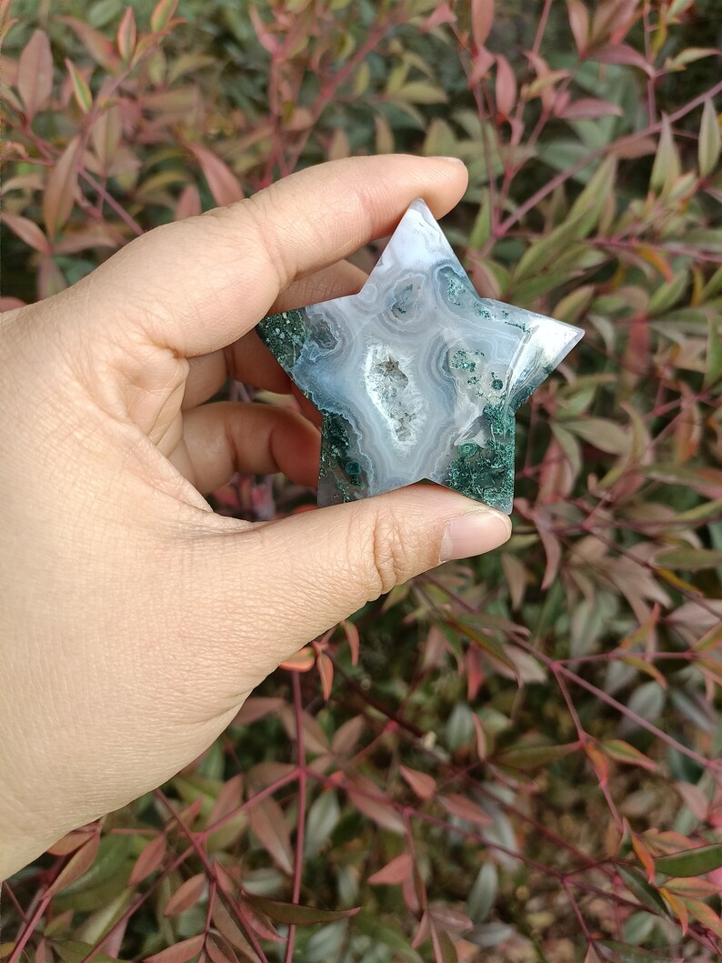 Large Moss Agate Star 40-50mm - Etsy