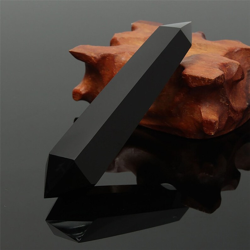 Large Black Obsidian Double Terminated Crystal Point Wand - Etsy