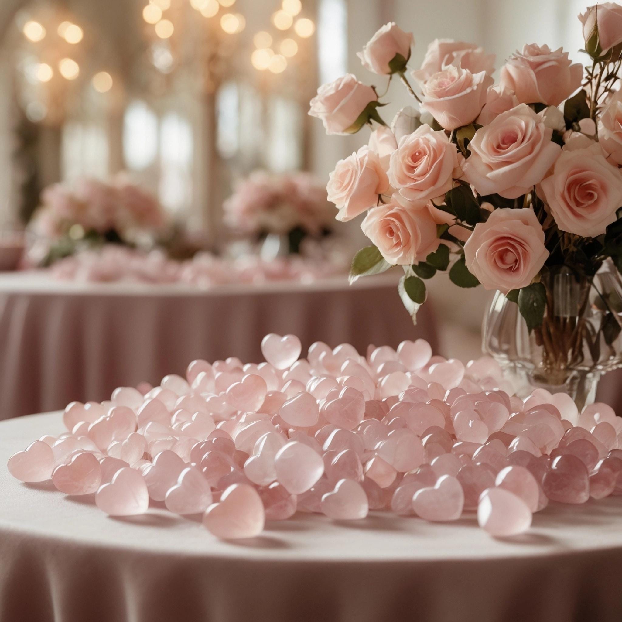 Bulk Rose Quartz Hearts as Wedding Favors for Guests: 10, 50, 100 Sets ...