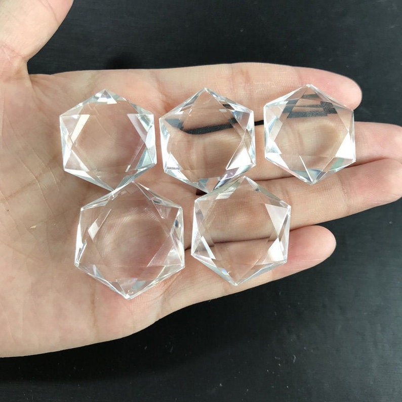 Clear Quartz Hexagon Shaped Crystal Palm Stone | Etsy