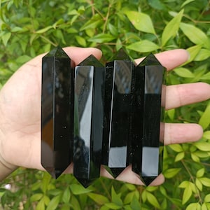 Large Black Obsidian Double Terminated Crystal Point Wand - Etsy