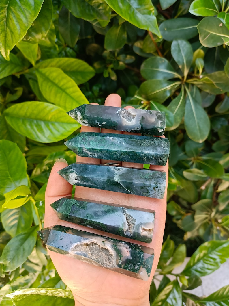 AAA Moss Agate Point Tower 3 70-80mm - Etsy