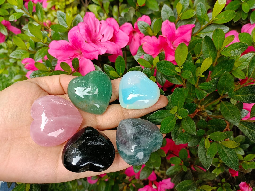 Large Heart Crystal Set of 5 V6 - Etsy