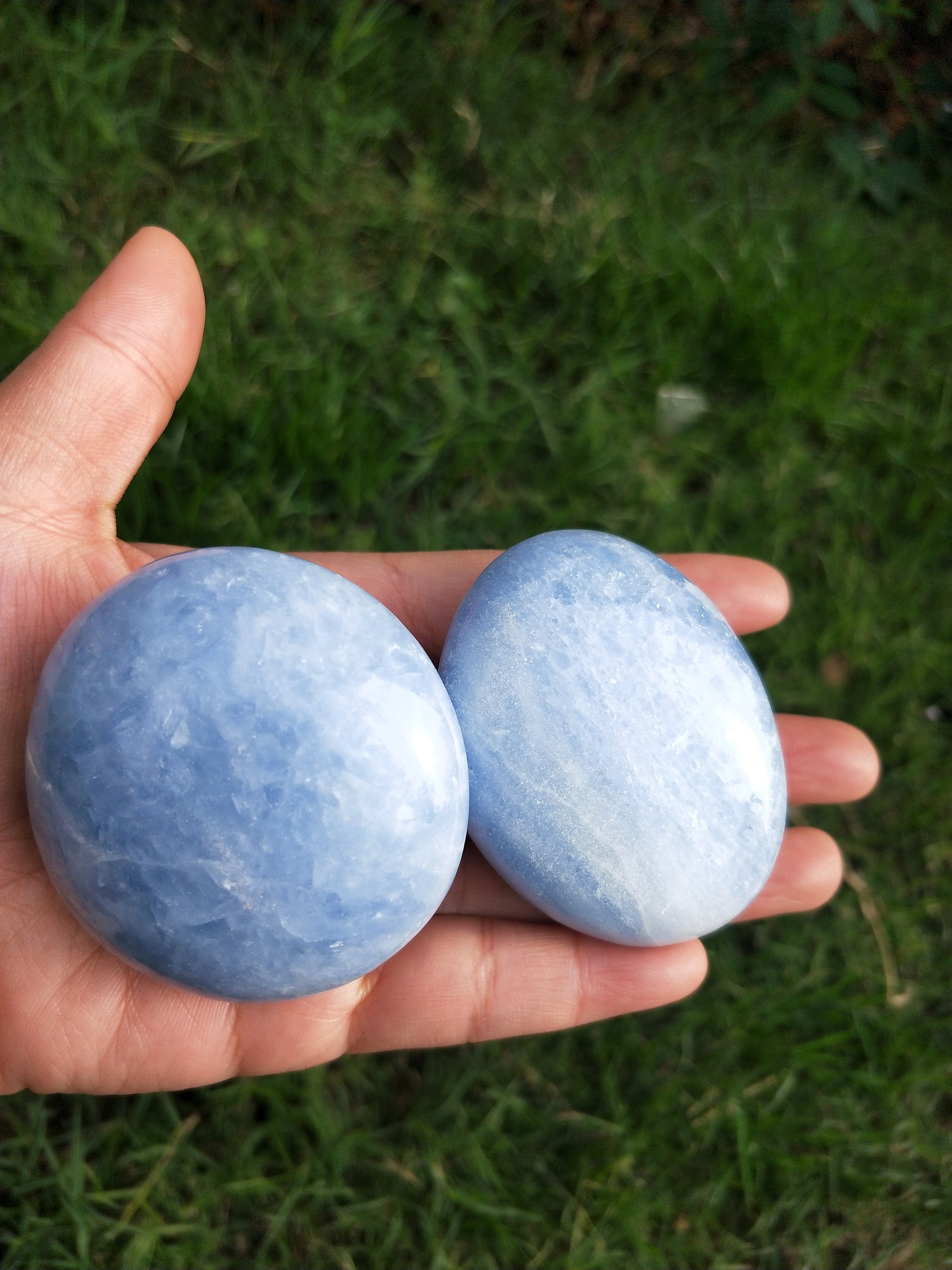 Large Blue Calcite Palm Stone - Etsy
