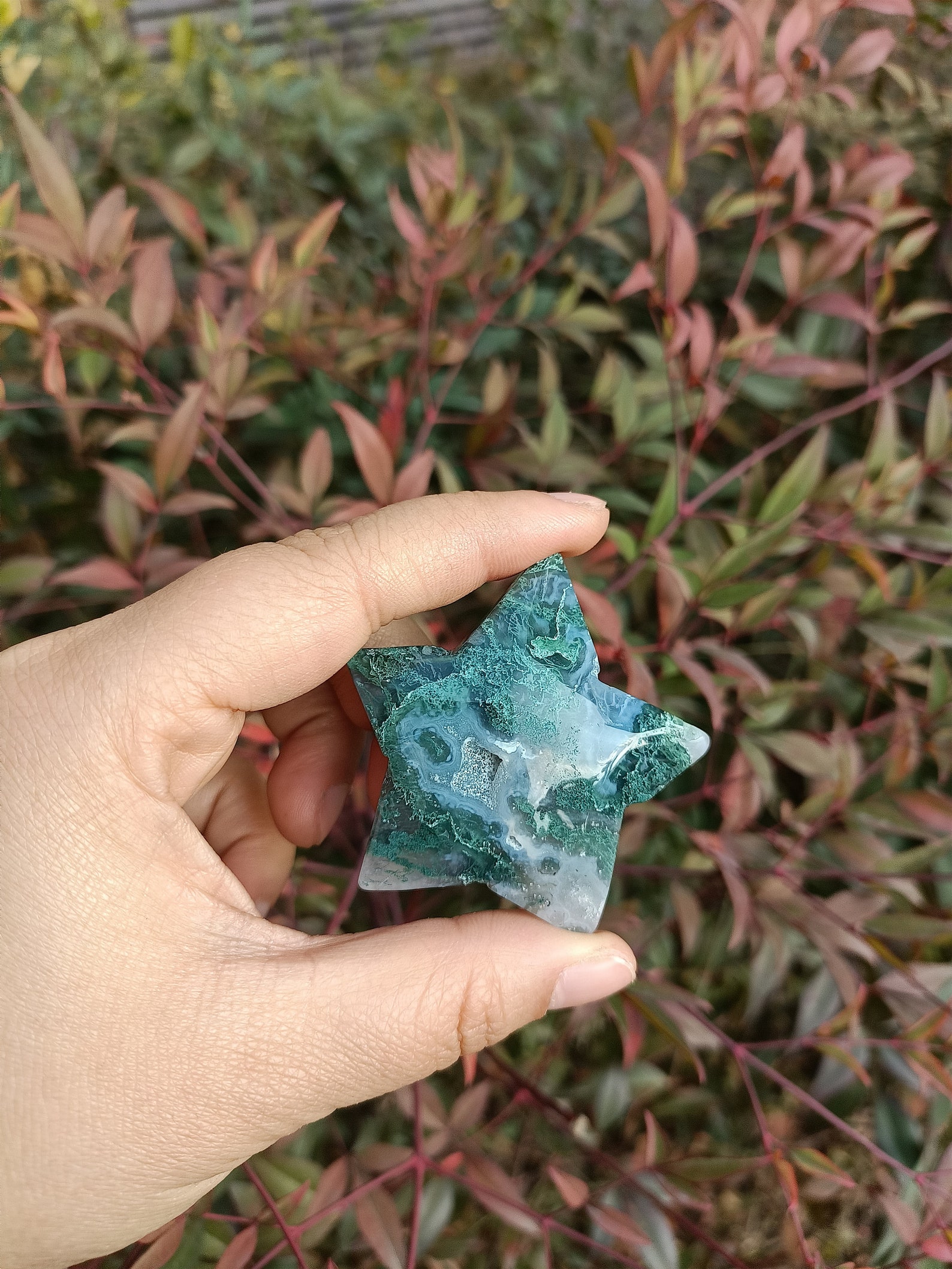 Large Moss Agate Star 40-50mm - Etsy