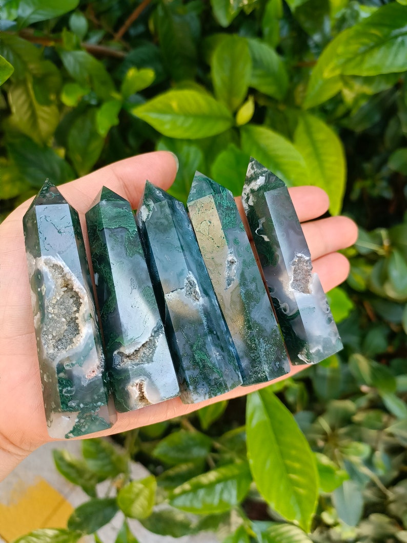 AAA Moss Agate Point Tower 3 70-80mm | Etsy