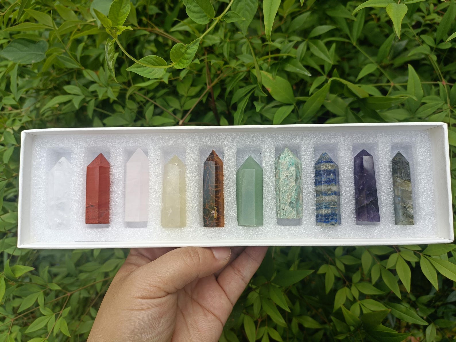 Crystal Tower Set of 10 in a Gift Box: Choose Your Natural Crystal ...