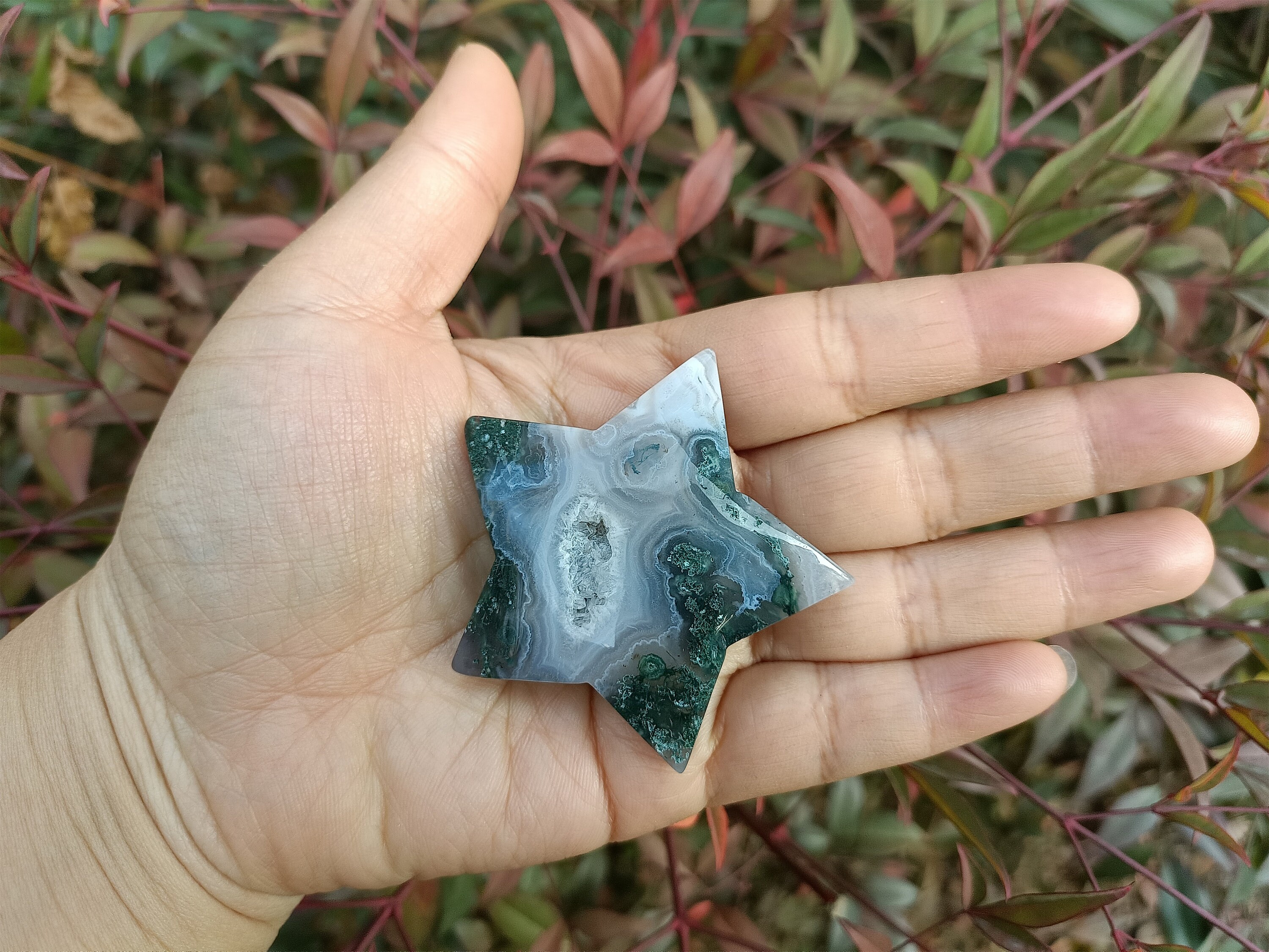 Large Moss Agate Star 40-50mm - Etsy