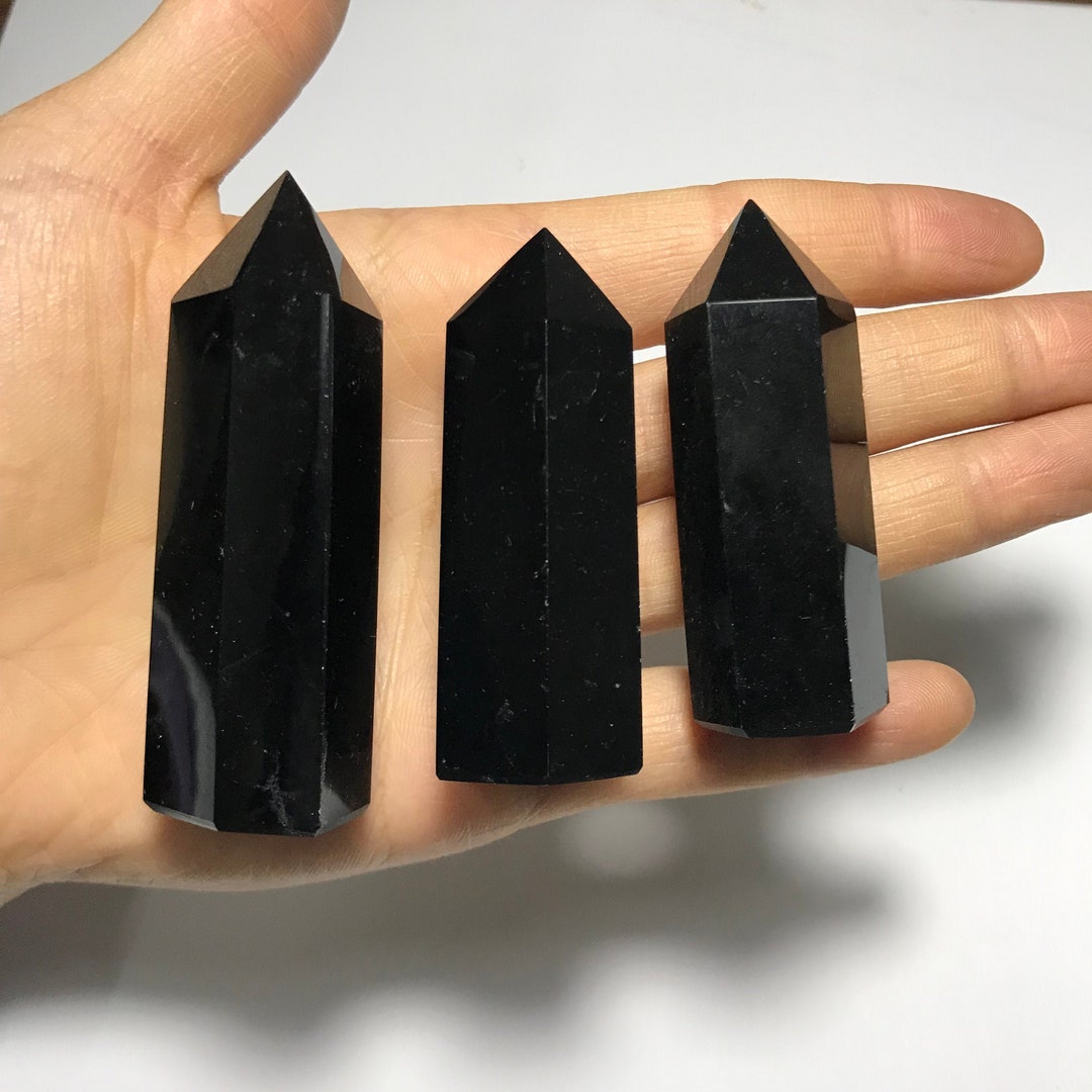 Large Black Obsidian Crystal Wand Point Tower Reiki Chakra - Etsy