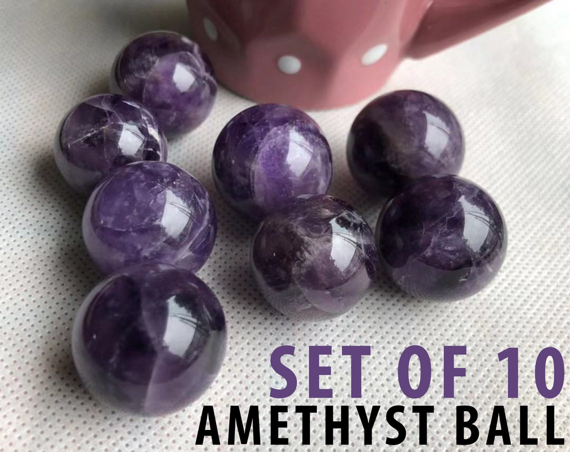Amethyst Crystal Ball Sphere Set of 10 - Etsy